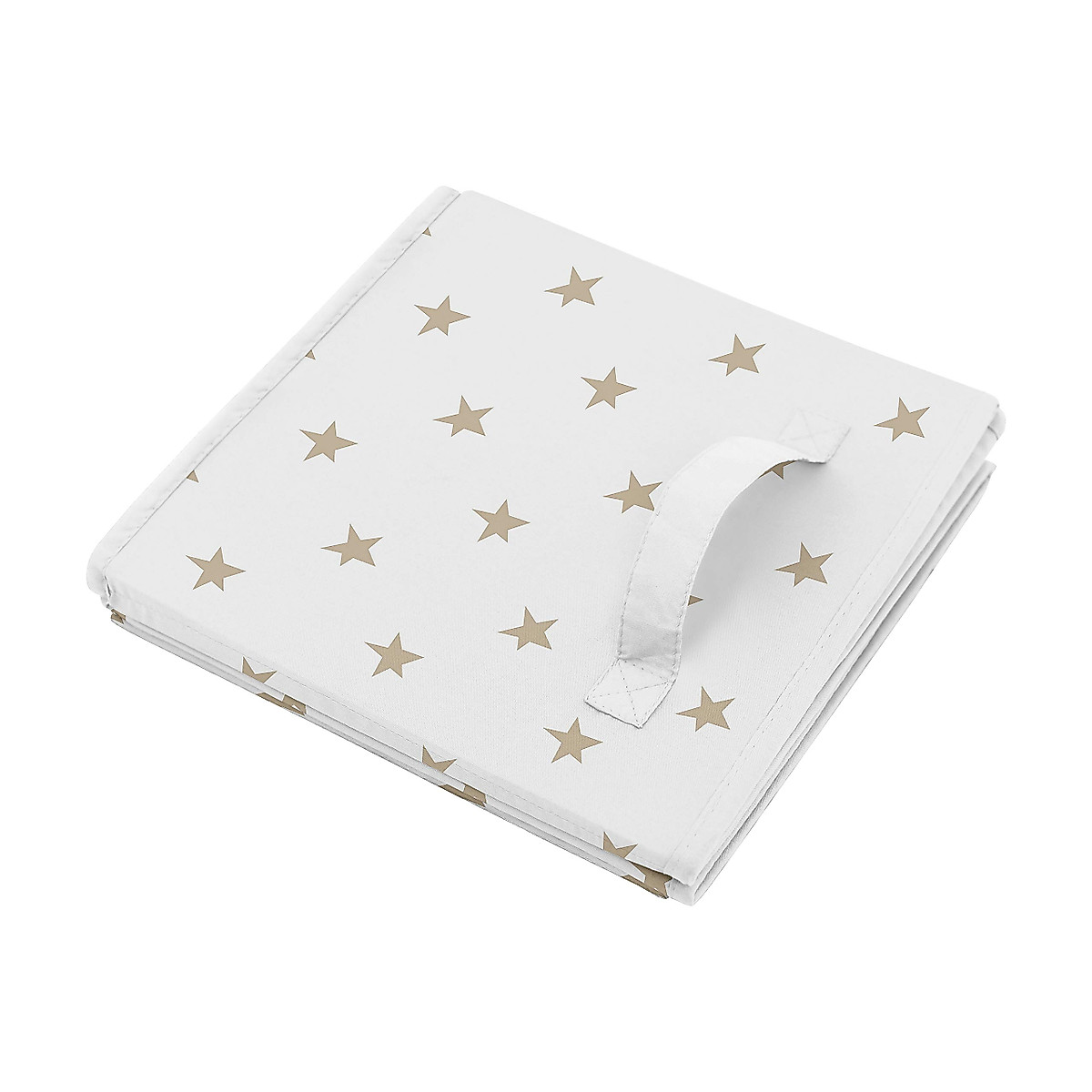 Sweet Jojo Designs Gold and White Celestial Star Girl Small Fabric Toy Bin Storage Box Chest For Baby Nursery or Kids Room