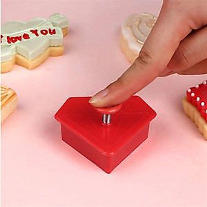 FVVMEED 4 Pieces Valentine's Day Love Couple Rose Diamond Biscuit Cutters Cookie Stamps Plunger Cutter Fondant Molds Embossing Spring Mold Press Cupcake Gum Paste Sugar Craft Decorating Baking Tool