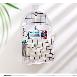 ZRSYH Wall Hanging Storage Bag Large Capacity Home Organizer Small Cloth Bag Behind The Door Hanging Shoe Rack Organizer Office Supplies,White Grid