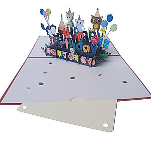 DUBRIX 3D Pop-Up Cat Birthday Card Funny and Whimsical Cat-Themed Greeting Card with envelope for Kids, Men, Women, Friends - Perfect for Celebrating Birthdays Parties - Unique Thoughtful Gift Large