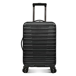 U.S. Traveler Boren Polycarbonate Hardside Rugged Travel Suitcase Luggage with 8 Spinner Wheels, Aluminum Handle, Black, Carry-on 22-Inch, USB Port