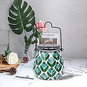 Mosaic Solar Lanterns - Solar Hanging Lantern Outdoor Waterproof Solar Table Lamps Night Lights for Garden, Patio, Party, Yard, Outdoor Indoor Decor (Peacock)