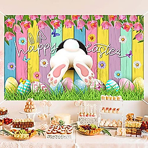 FARMNALL Easter Backdrop Bunny Egg Rabbit Photography Backdrop Easter Photo Decorations Photo Background Easter Grass Wall Decor