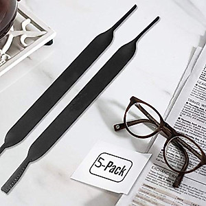 FRRIOTN Men/Women Sunglass Straps, Safety Eyewear Retainer, Neoprene-Ideal for Sports&Outdoor, Fit Most Glasses,5pack(Black)