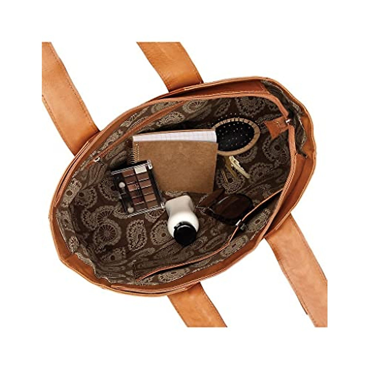 American West Mohave Canyon Small Leather Zip Top Tote (Brown)