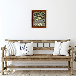 Welcome- Rustic Fishing Wall Print, Distressed Parchment Wall Art Print - Perfect Wall Decor for Home Decor, Cabin Decor, & Lake Decor. Great Gift for Fishermen-Tellin Tall Tales. Unframed - 8x10