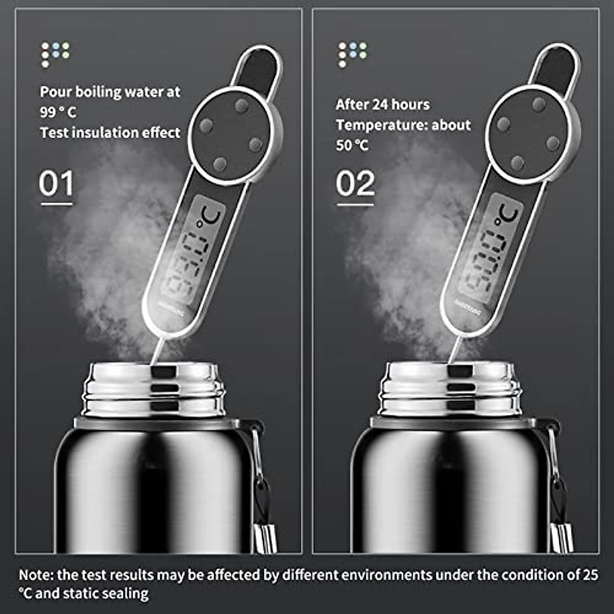 Insulated Water Bottle, 28oz Large Capacity Stainless Steel Thermos Portable Vacuum Travel Cup with Rope for Coffee Hot and Cold Drink