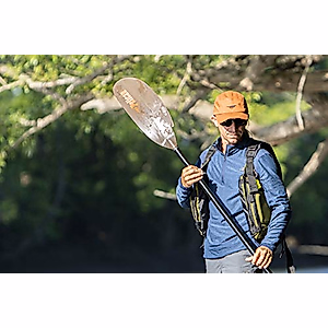 Pelican Poseidon Angler Fishing Lightweight Kayak Paddle - Built-in Retrieval Hooks - Fiberglass Reinforced (Baltic Brown, 98.5 in)