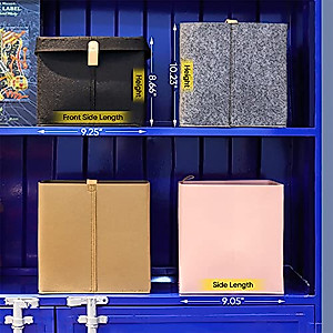 MILILOVE 5Pcs Felt Storage Basket 9x9.2x10.2 Cube, Fabric Cloth Storage Bin, Collapsible Organizer Basket with Handle for Cloth Toys Fordable Cloth Bin for Bedroom Playroom Office