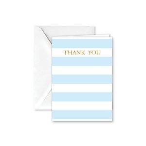 Paper Frenzy Baby Blue Stripe Thank You Note Cards and Envelopes - 25 pack