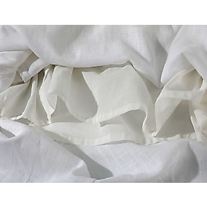 CHARTOU Women's Summer Linen Elastic Back Buttoned Swing Midi A Line Skirt (Large,White)