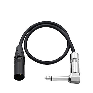 PNGKNYOCN Right Angle 6.35mm Mono to XLR 3 Pin Cable,90 Degree 1/4 Male to XLR Male Interconnect Cable for Soundbox, Microphone, Power Amplifier Etc(50cm)