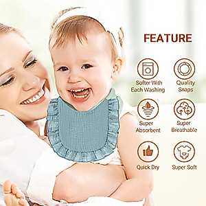 Smarbore 6 Pack Muslin Baby Bibs, Baby Bandana Drool Bibs 100% Muslin Cotton Multi-Use Scarf Bibs for Teething and Drooling