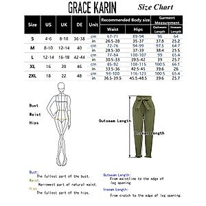 GRACE KARIN Womens Casual High Waist Pencil Pants with Pockets Bow-Knot Cropped Paper Bag Pants for Work Army Green M