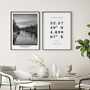 Dear Mapper Amsterdam Netherlands View Abstract Road Modern Map Art Minimalist Painting Black and White Canvas Line Art Print Poster Art Print Poster Home Decor (Set of 3 Unframed) (16x24inch)