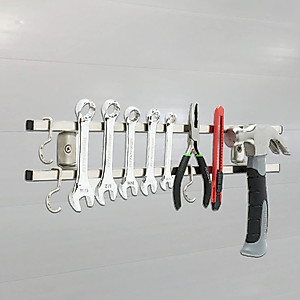 Magnetic Knife Holder Strip for Wall and Kitchen Utensil Holder-16inch Powerful Stainless Steel Magnetic Knife Rack with Hanger Hook Strip Plus Carbon Sharpener