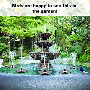 Yzert Solar Fountain Glass White Flower, 3.5W Bird Bath Fountains Solar Power No Battery with 4 Fixed Rods & 7 Nozzles, 2024 Solar Fountain Pump for Bird Bath, Garden, Outdoor, Pond, Pool,Hummingbird