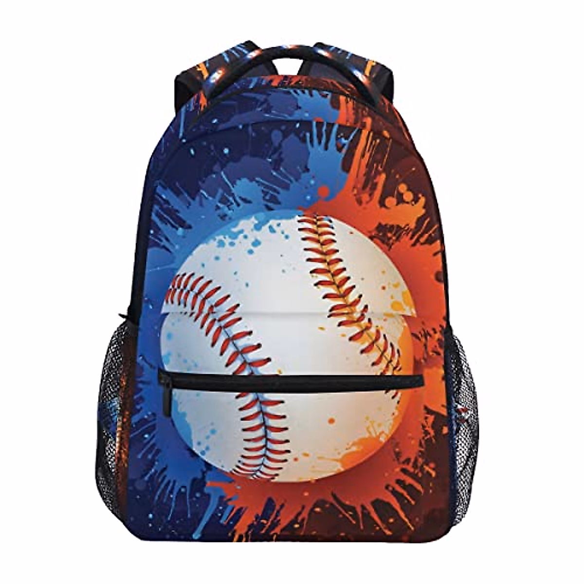 Baseball Print Kids Backpack, Red and Blue Kids Backpacks Bookbags Elementary Toddler School Bags Travel Bags for Boys Girls One Size