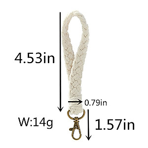 Sither Boho Macrame Keychain for Women Handmade Keychain Bracelet Keyring Wristlet Macrame Keychain Holder for Gift(dark green)