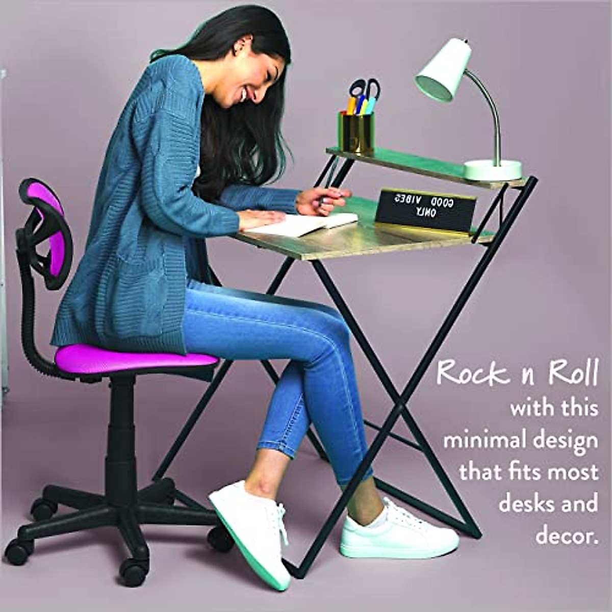 Urban Shop Swivel Mesh Task Chair, Pink