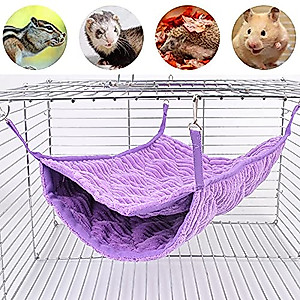 G YITENG Small Animal Bunk Bed Ferret Hammock Pet Rat Cage Hammock Sleep Bed Play Platform Tunnel Hamster Cage Accessories Hanging Hideout Tunnel Tube Toy (Purple)