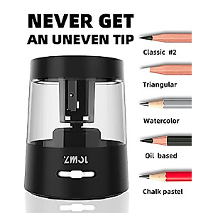 ZMOL Electric Pencil Sharpeners,Portable Small Battery Powered Pencil Sharpener Kids,Suitable for No.2/Colored Pencils(6-8mm),School/Classroom/Office/Home Black