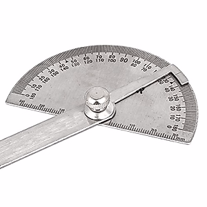 uxcell Metal Protractor 180 Degrees Round Head Angle Finder 100mm Swing Arm for Woodworking Drawing