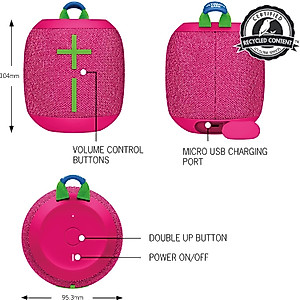 Ultimate Ears WONDERBOOM 3, Small Portable Wireless Bluetooth Speaker, Big Bass 360-Degree Sound for Outdoors, Waterproof, Dustproof IP67, Floatable, 131 ft Range - Hyper Pink (Renewed)