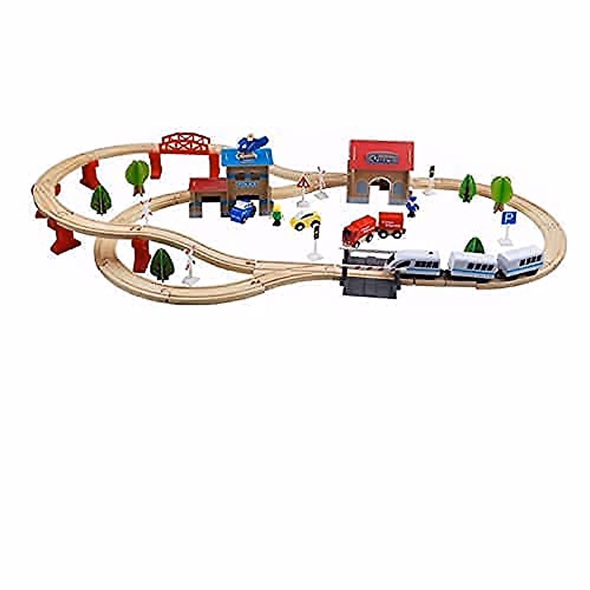 Battery Operated Train Set – Wooden Toys for Kids and Toddlers – Train Sets for Boys 2-4 – Premium Quality Wood Fits Thomas Brio – Fun & Entertaining – Train Tracks for Kids