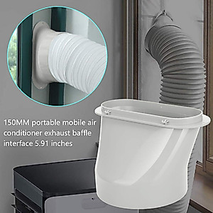 FOLOU 5.9 inch Air Conditioner Portable Exhaust Hose Window Adapter, AC Tube Connector for Vent Seal Kit Plate, Portable Air Conditioning Flat Body Duct Interface Pipe Accessories 15*1.5*7.5cm