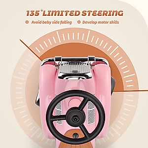 Toddler Car - JOYLDIAS Ride on Cars for Toddlers for 1.5-3 Years Old with Limited Steering Wheels, Secret Storage, Pink