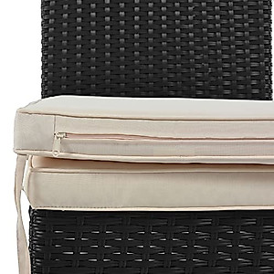 RUNNA 7-Piece Outdoor Patio Dining Set,PE Wicker Bar Furniture Set with Acacia Wood Tabletop and 6 Dining Chairs for Backyard, Garden