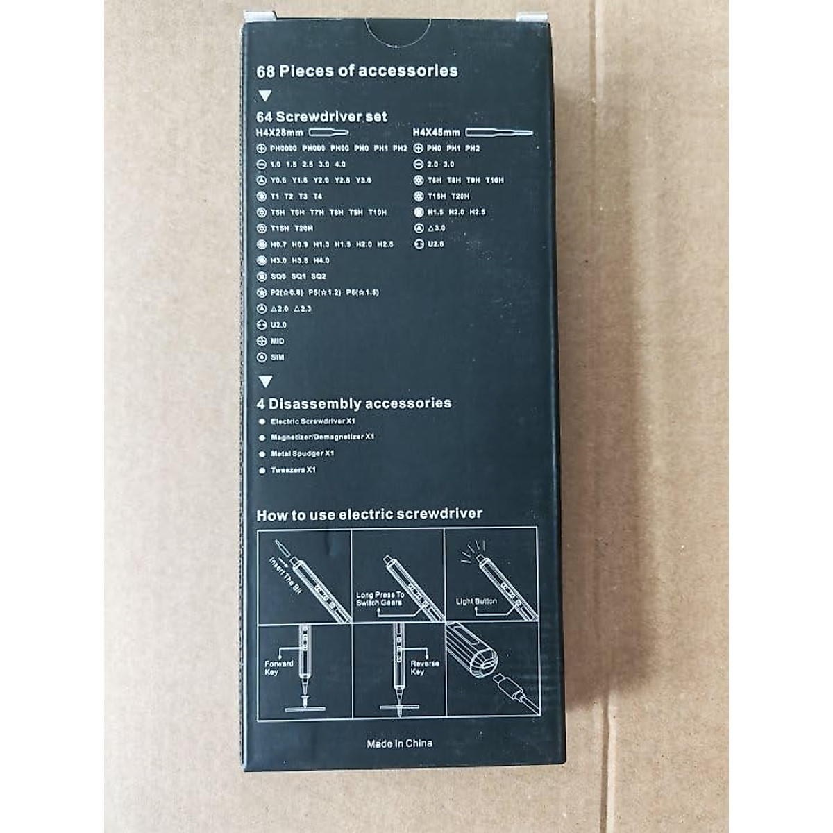 Mini Electric Screwdriver, 68-in-1 Precision Electric Screwdriver 400RPM with 5 Torque Settings, 68 Drill Bits, Pry Bar, Led and Tweezers, Electric Precision Screwdriver Kit for Pc Building