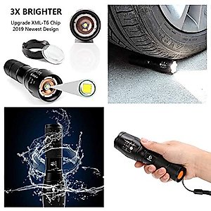 yIFeNG Tactical Flashlight, XML T6 Ultra Bright LED Flashlight with Adjustable Focus and 5 Light Modes for Camping Hiking Emergency (1 Pack)