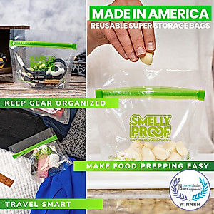 15 x Expandable Stand-Up & Fill REUSABLE Storage Bags for Food Designed & Mfg in US by Smelly Proof, PEVA & BPA FREE, Reusable Snack Bags, Dishwasher-Safe, Clear 3 mils STAND & FILL 6" x 4" - 15pk
