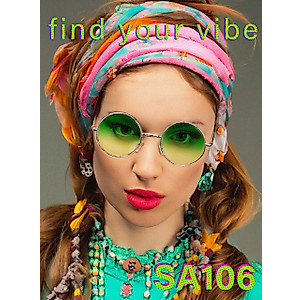 SA106 Summer Color Gradient Lens Circle Lens Round Hippie Sunglasses (silver, red)