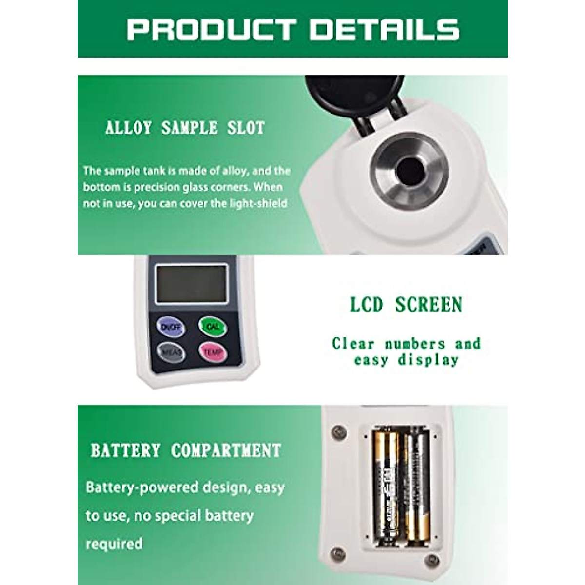 Digital Refractometer Sugar Content 0~55% Brix Meter for Fruits, Vegetables, Veverages, Food Processing, Beer (China)