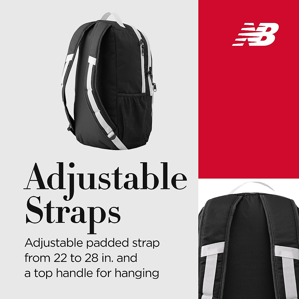 Concept One New Balance Laptop Backpack, Core Perfromance Travel Bag for Men and Women, Black, One Size