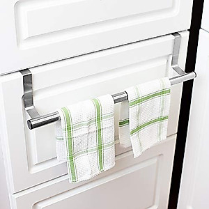 Home Basics, Chrome Cabinet Door Quick Install Hanging Modern Expandable Steel, Storage and Display Rack for Hand, Dish, and Tea Towels