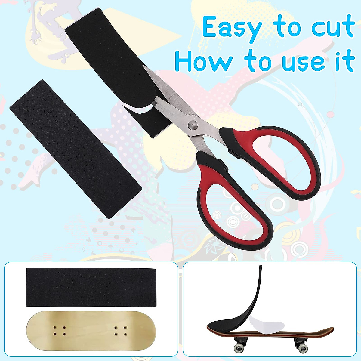 JINHUALU 12pcs Fingerboard Foam Grip Tape,110mm*38mm Black Non Slip Wooden Fingerboard Foam Grip Tape tech Deck Grip Tape for Fingerboards (12pcs)