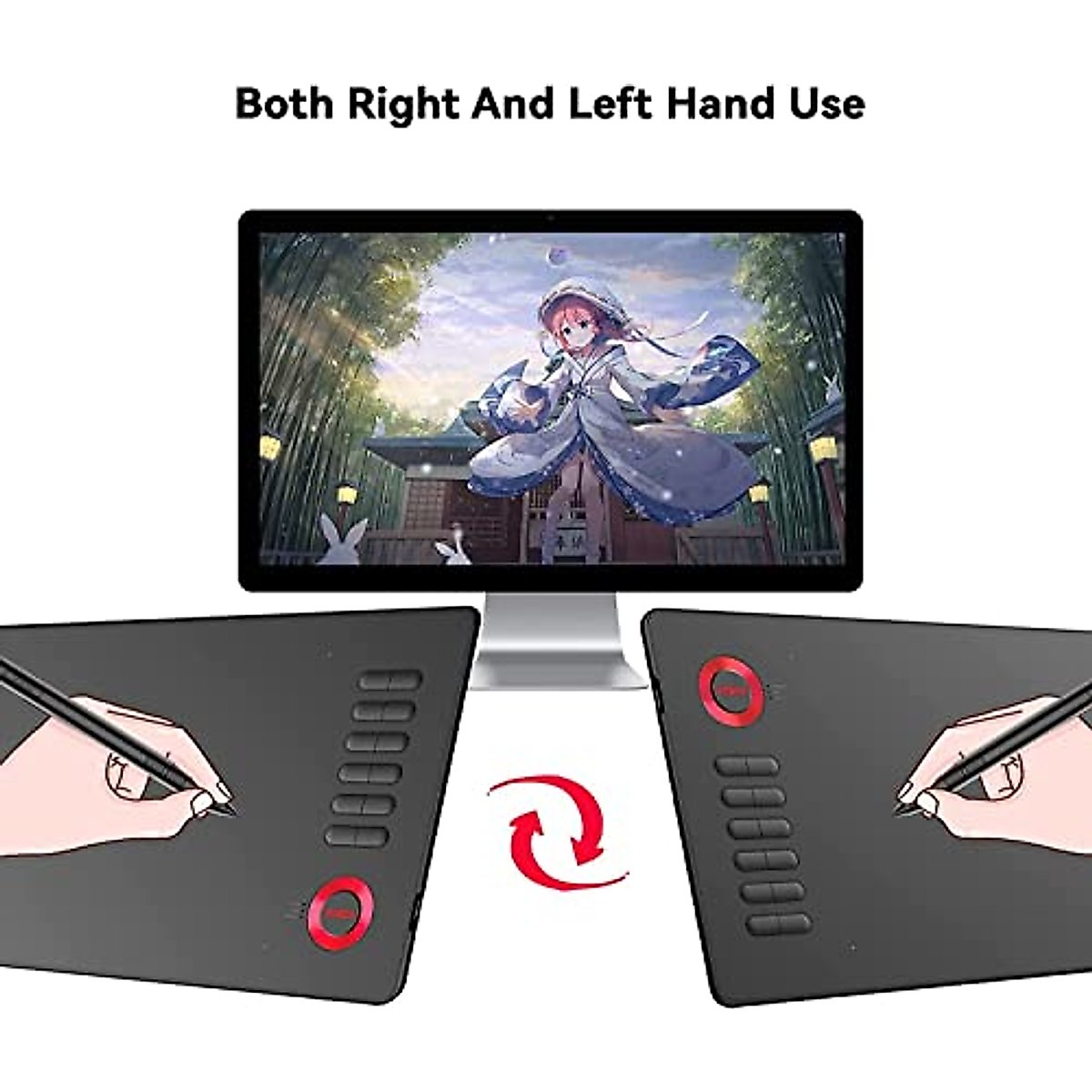 Drawing Tablet, VEIKK A15 10x6 inch Drawing Pad with 12 Shortcut Keys, 8192 Levels of Pressure and Battery-Free Pen, 20 Additional Nibs, Graphic Tablet for Win/Mac/Linux/Android OS （Red）