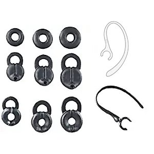 Zotech Earbud Gel & Ear Hook for Plantronics, 9 Pcs (Small/Medium/Large) Black Replacement Eargel & 2 Pcs Black Clear Ear Hook, Fit for Plantronics M155 M165 M1100 M100 M55 M28 M25 Voyager Edge