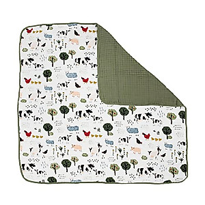 Red Rover Kids Breathable Cotton Muslin Baby Quilt (Family Farm)