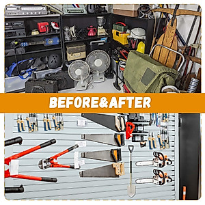 Landical PVC Slat Wall Panels 4 x 4 Ft, 4 Panels, Garage Wall and Home Organizer Storage System Slat Wall Paneling Garage Slatwall for Garage Wall Tool Organization Peg Board Storage Rack, White