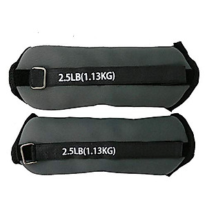 Fuxion Set of 2 5 lb Wrist Arm Leg Adjustable Strap |2 Ankles 2.5lb per Weight, Set 2 pz, Gray
