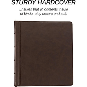 Samsill Vintage Hardback 3 Ring Leather Binder, Professional Binder Organizer, Planner Binder, 1 Inch 3 Ring Binder, Letter Size 8.5 x 11, No Zipper, Faux Brown Leather