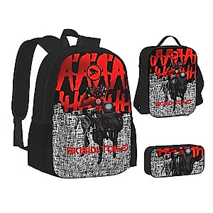 Moare Skibidi Toilet Backpacks Set for University with Backpacks Lunch Bag Pencil Case Pencil Bag