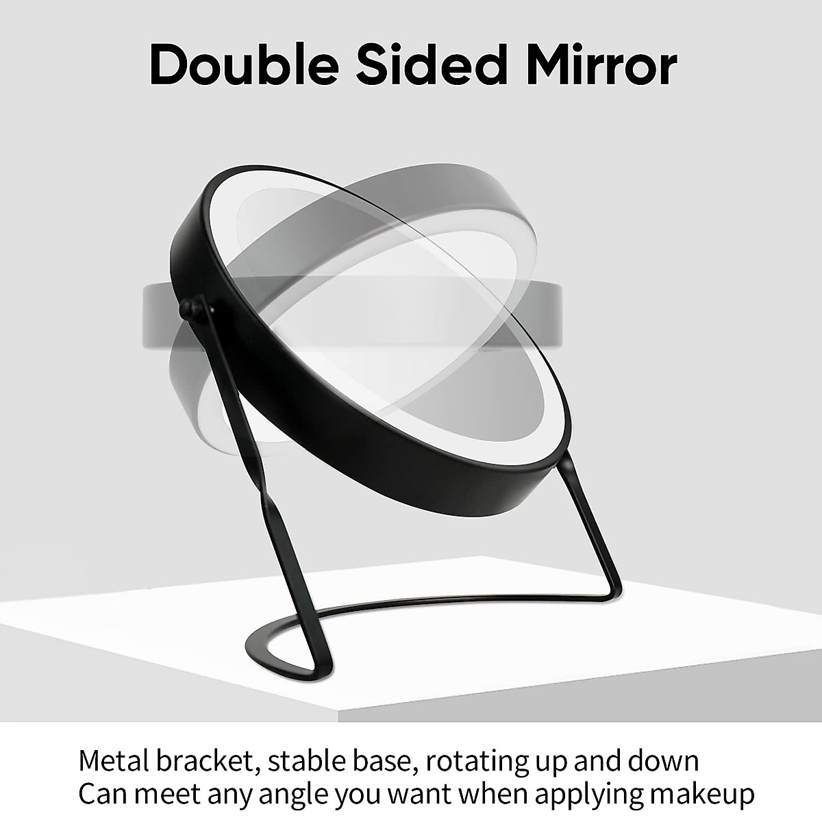 DOWRY 8.5'' Lighted Makeup Vanity Mirror with Magnification, Rechargeable 1x 10x Magnifying Mirror with 3 Color Light Brightness Adjustable, 360°Rotation Double Side Desk Cosmetic Mirror…