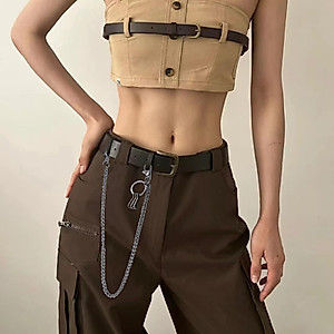 QzoneLife® 18.5inch Metal Wallet Chain Pocket Keychain with Lobster Clasps and 3 Keychain Rings Heavy Waist Jeans Chain for Keys, Men Wallet, Pants, Belt Loop, Handbag Black