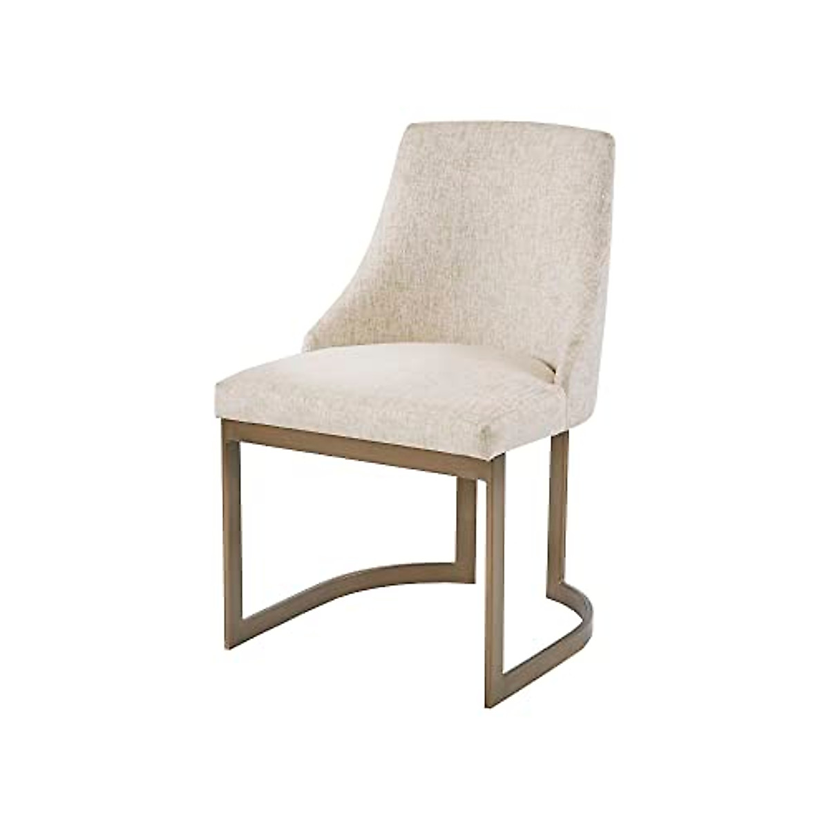 Madison Park Bryce Parsons Upholstered Accent Dining Chairs Set of 2, Padded Seat with Cushion, Antique Gold Metal Frame Back and Sled Leg, Contemporary Modern Chic for Kitchen, Cream 2 Piece